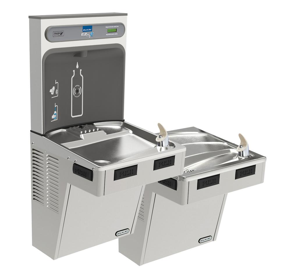 Stainless Non-Filtered ezH2O Bottle Filling Station with Bi-Level ADA Cooler | Elkay