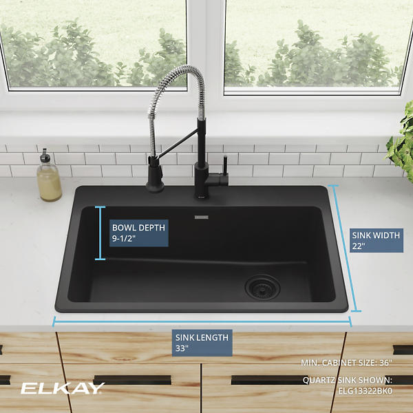 Elkay Quartz Classic 33 x 22 x 9.5 Single Drop-in Sink Black Elkay Quartz Classic 33 x 22 x 9.5 Single Drop-in Sink Black